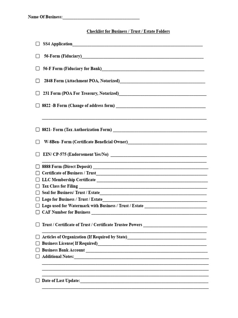 IRS CheckList For Entities | PDF