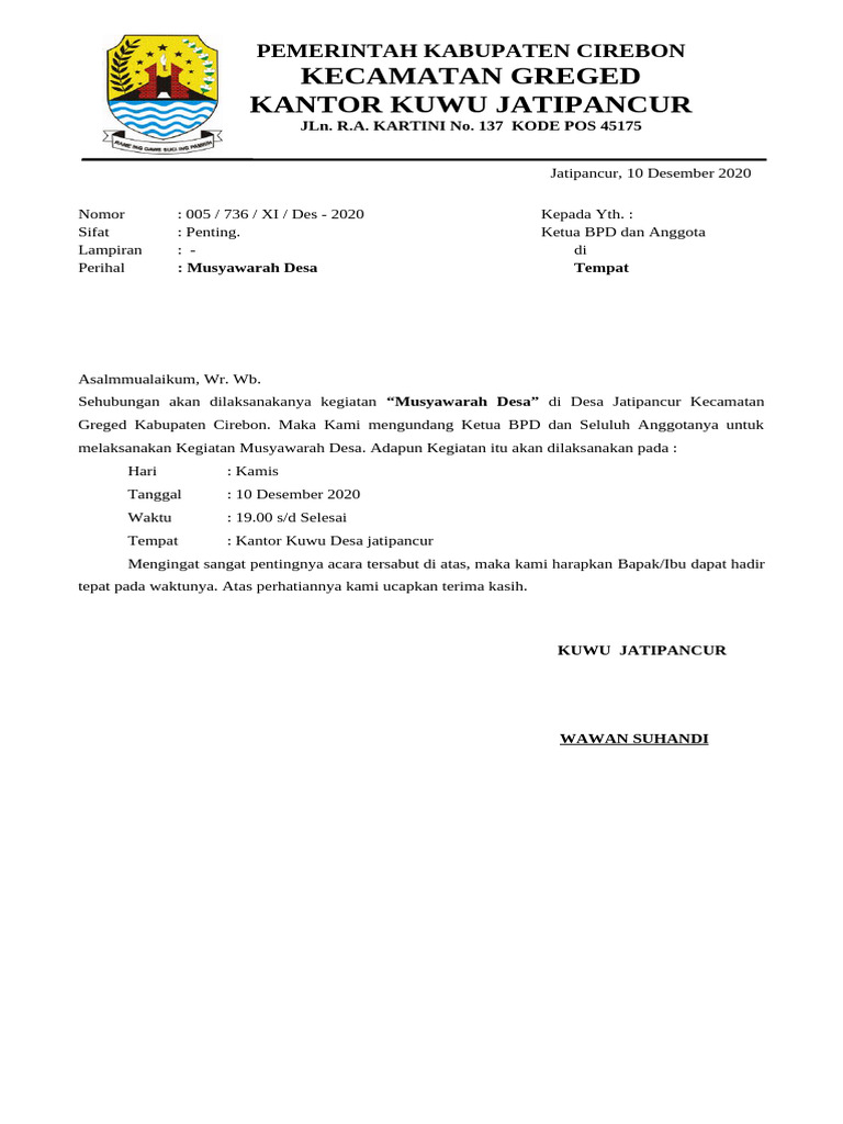 Surat Undangan BPD | PDF