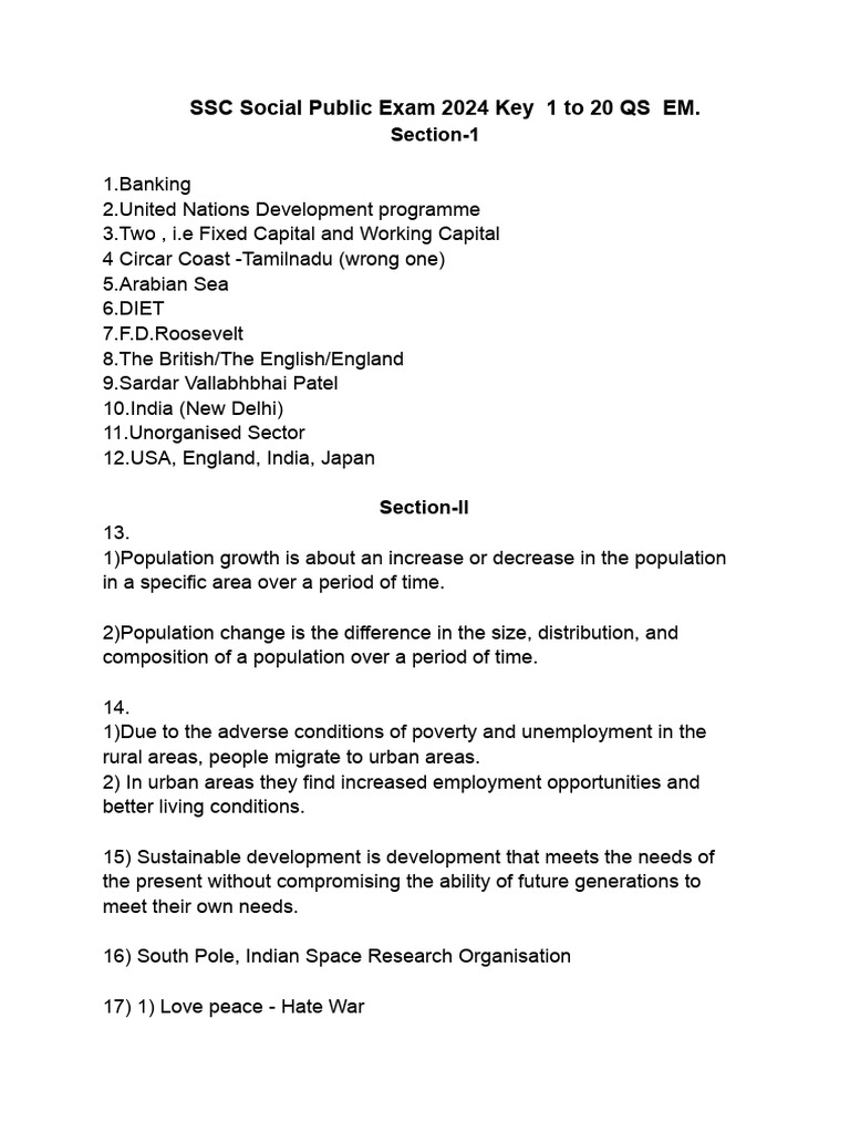 SSC Social Public Exam 2024 Key Insights | PDF | Government