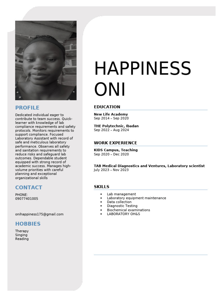 HAPPINESS ONI CV | PDF