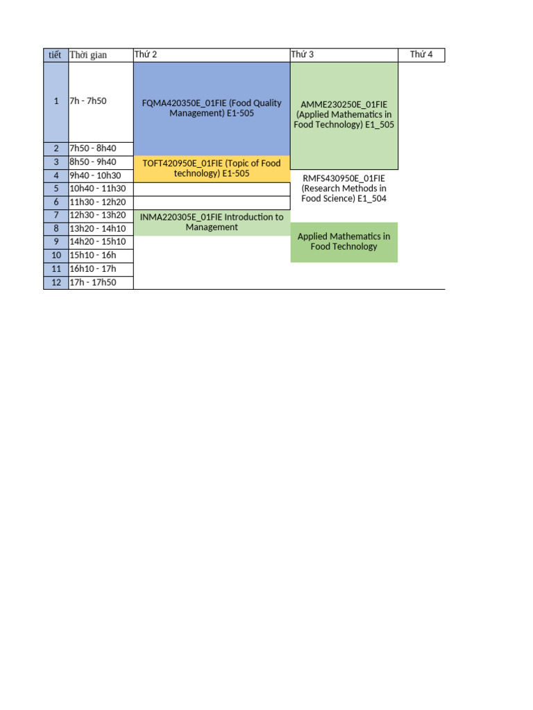 sắp xếp thời khóa biểu hk7 | PDF