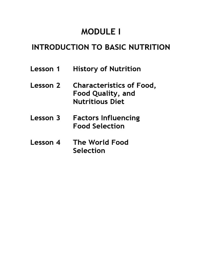 Module 1 Basic Nutrition 1 | PDF | Nutrients | Carbohydrates