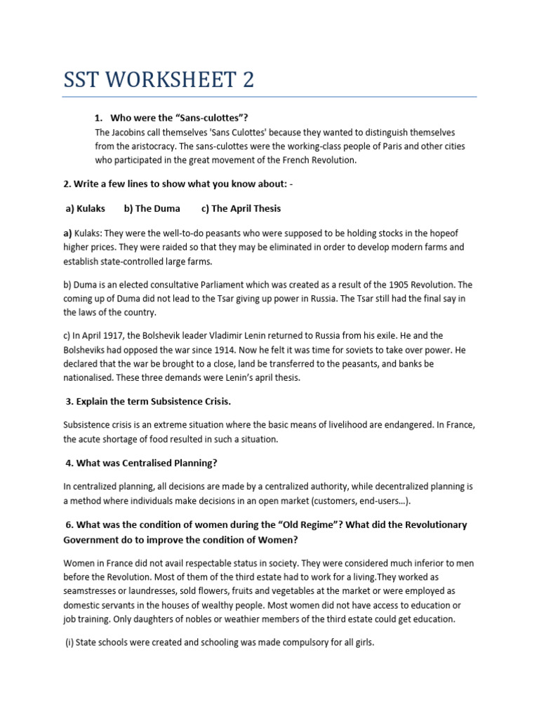 SST WORKSHEET 2 | PDF