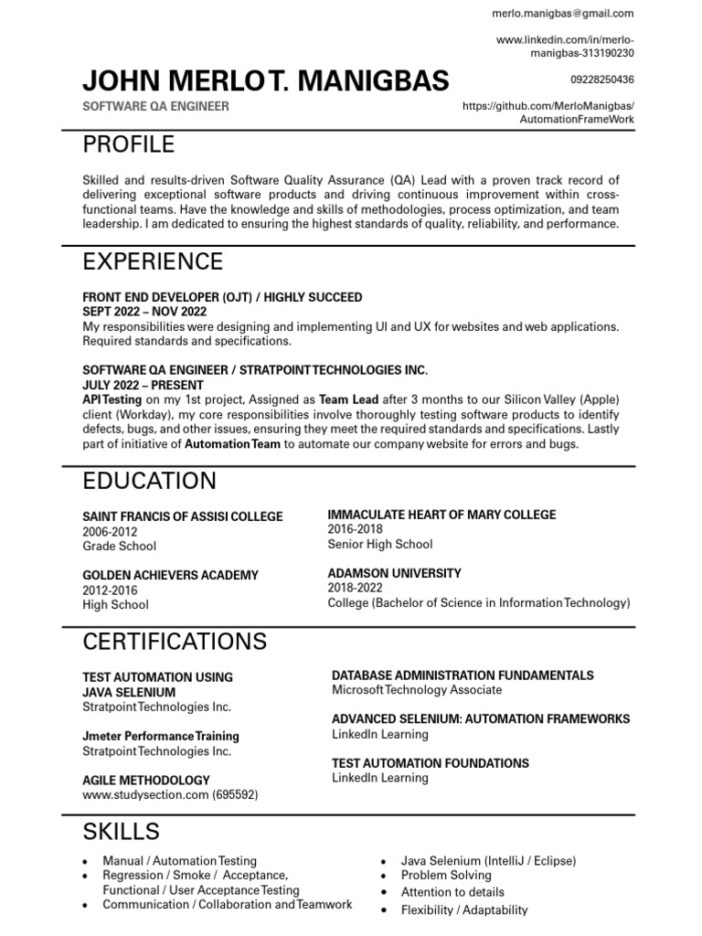 Manigbas Resume | PDF