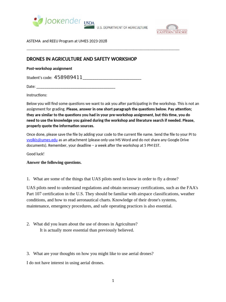 Drones Post-Workshop Assignment | PDF