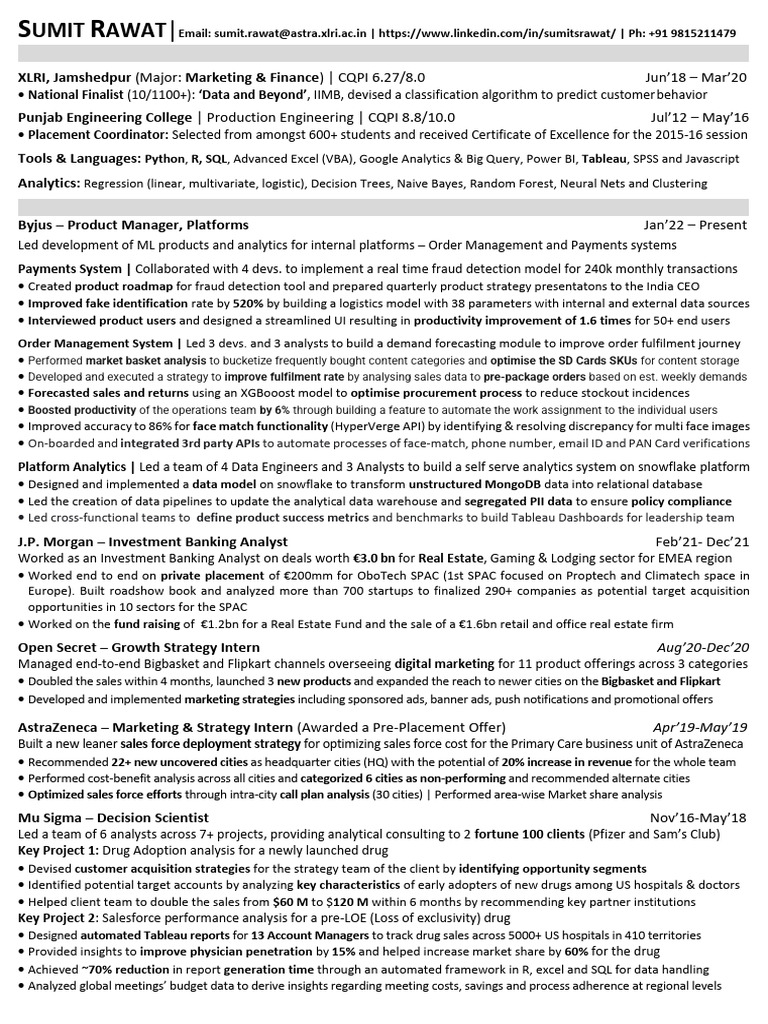 Sumit Rawat Resume | PDF