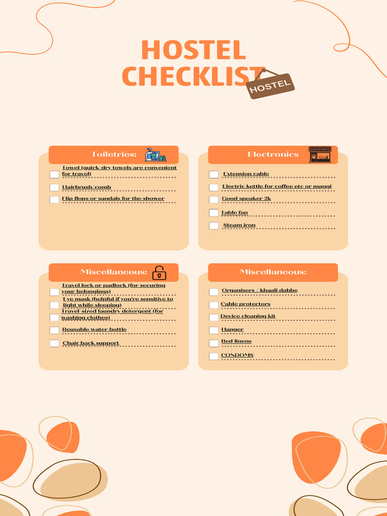 HOSTEL CHECKLIST | PDF