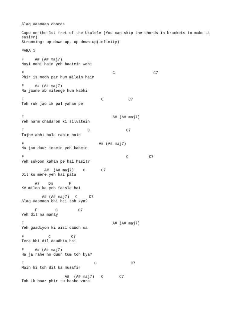 Alag Aasmaan Chords | PDF