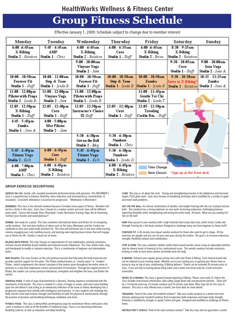 Group Fitness Class Schedule | PDF | Physical Fitness | Physical Exercise