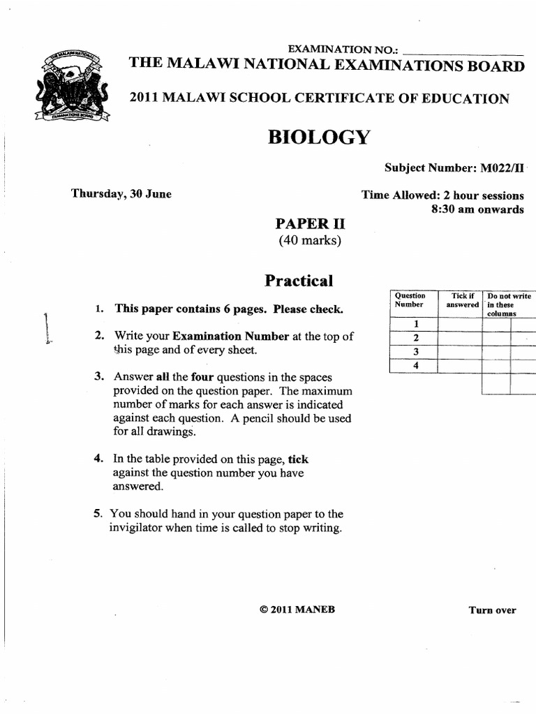 2011 Bio P2 | PDF