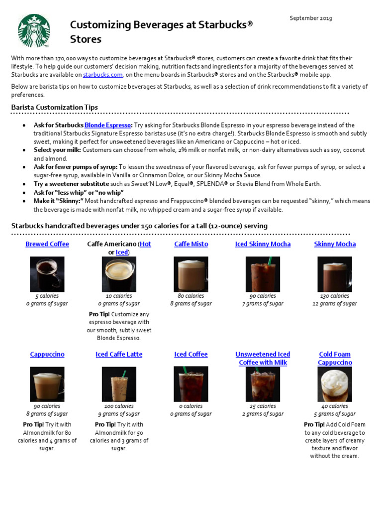 Starbucks Beverage HW Fact Sheet September 2019 | PDF