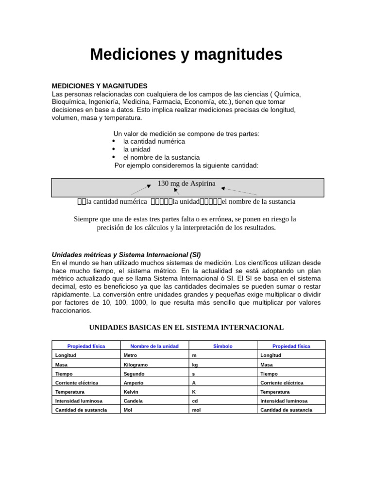 Mediciones y magnitudes | PDF