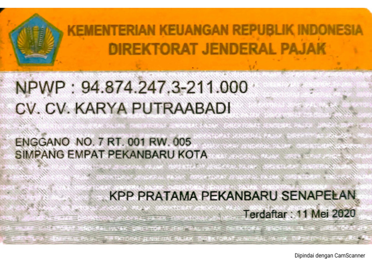 NPWP - CV Karya Putra Abadi | PDF