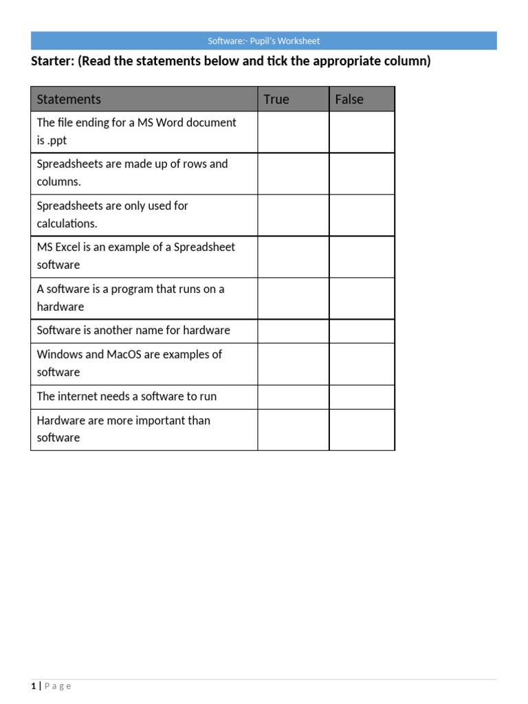 Pupil Worksheet | PDF