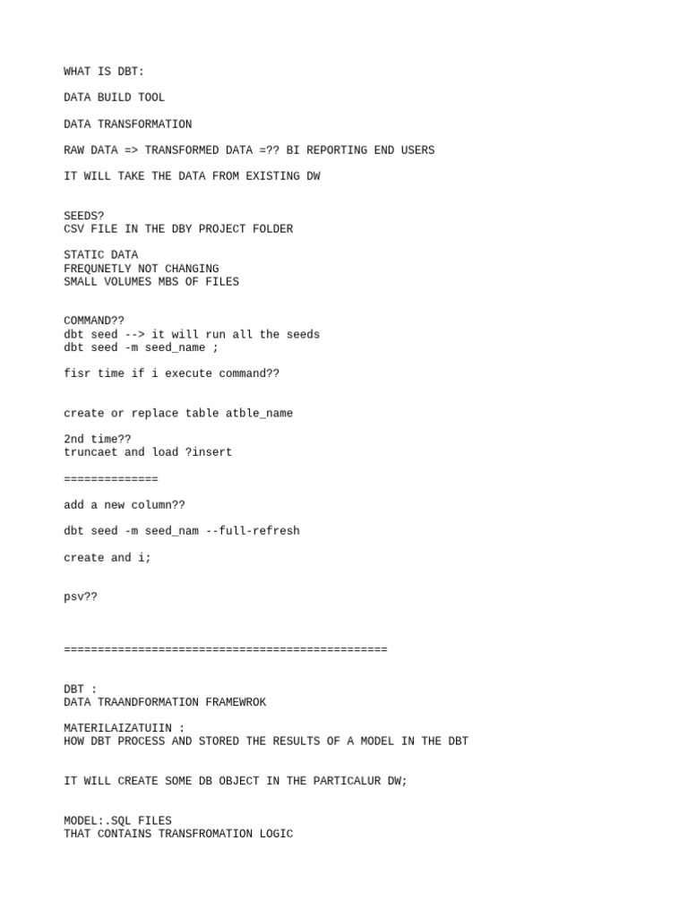 DBT Materialization Model | PDF