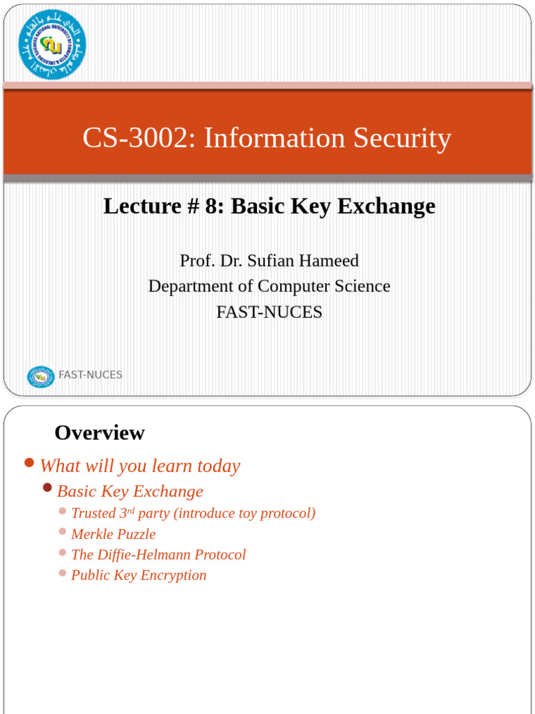 Lecture 8 Basic Key Exchange | PDF