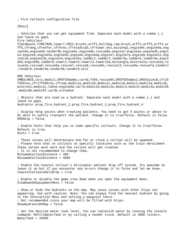 Fire Callouts Configuration File | PDF