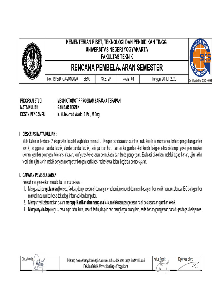 RPS - Gambar Teknik - Uny | PDF