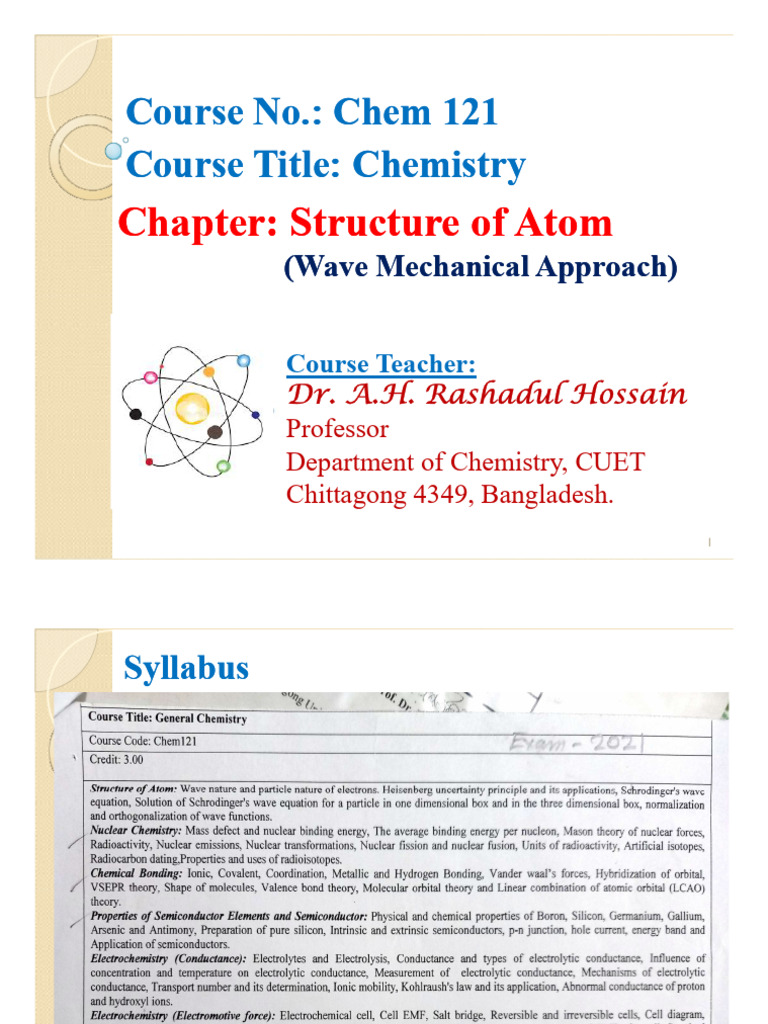 2.structure of Atom - Wave Theory (Chem 121) | PDF