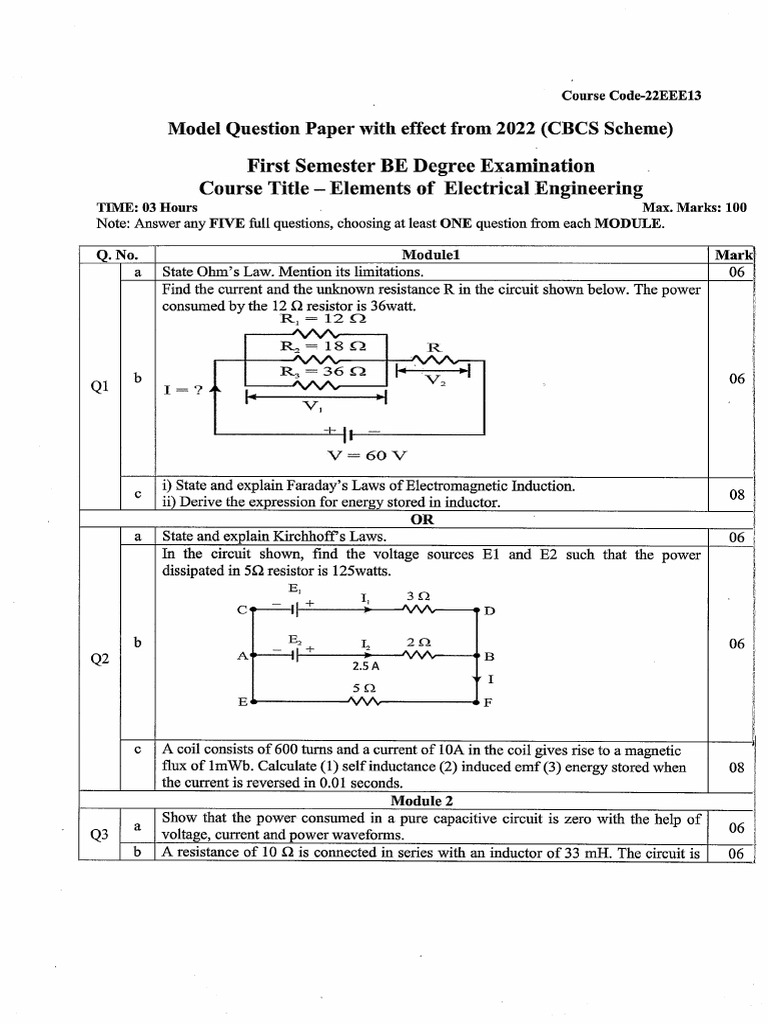 Elements of Electrical Engineering 202 23 AY | PDF