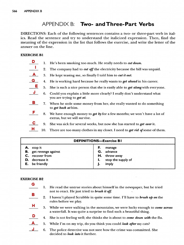 Appendix B - Two - and Three-Part Words & Idioms - With Answer Key-1 | PDF