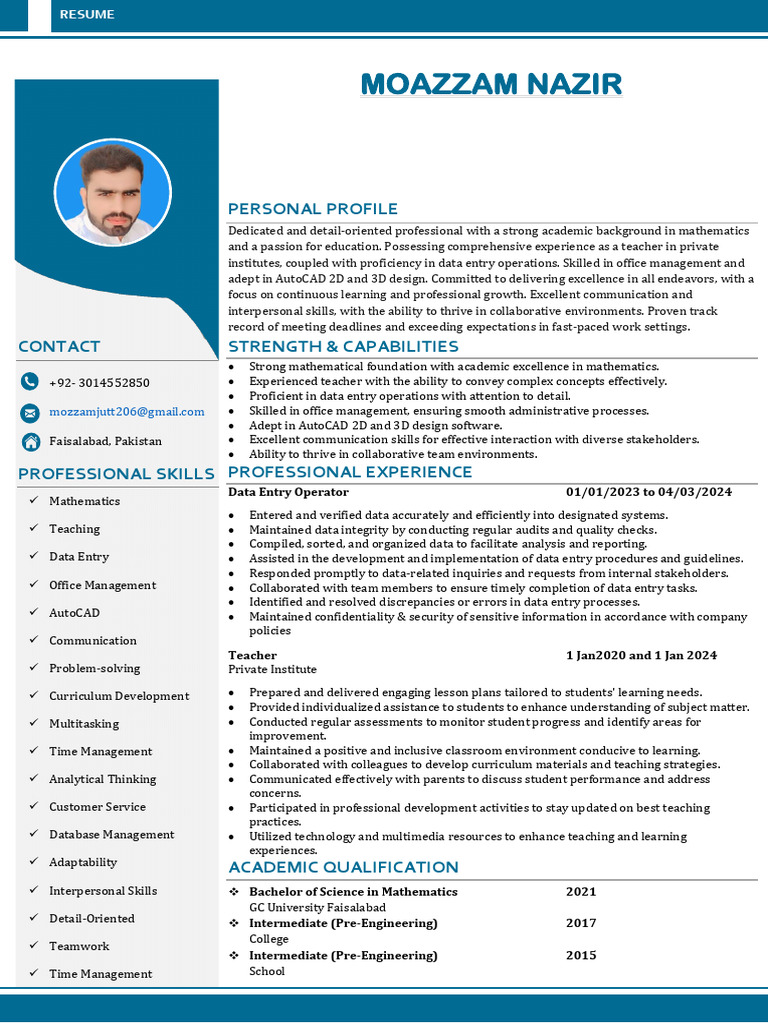Moazzam Nazir Resume | PDF
