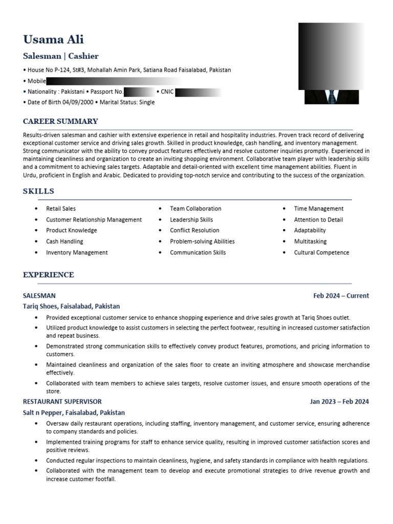 1 CV Usama Ali | PDF