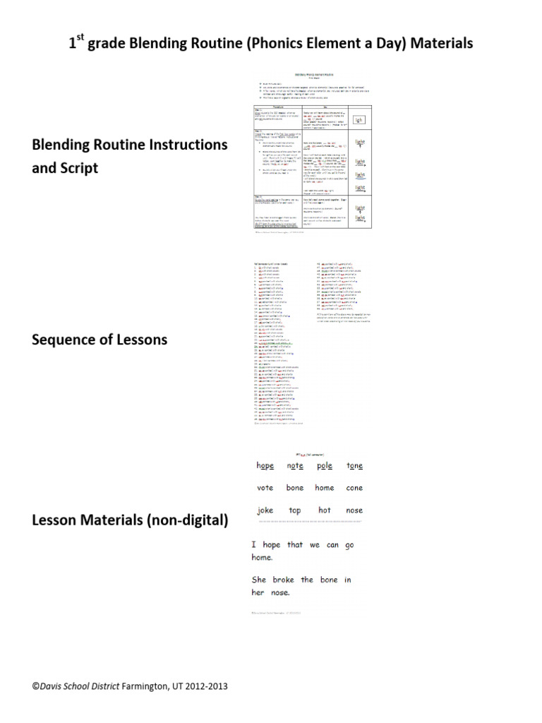 1st Grade Blending Routine (Phonics Element A Day) Materials Blending ...
