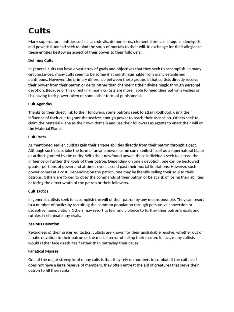 Cultist Stat Blocks (RAW) | PDF