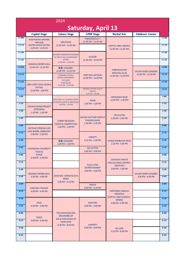 Performance Schedule | PDF