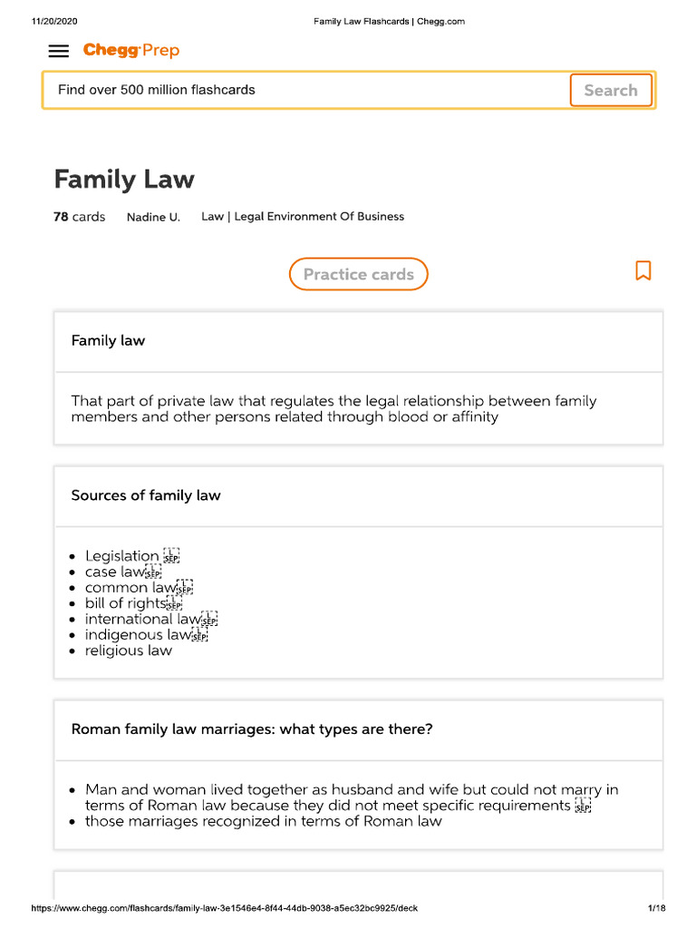 Family Law and Summarised Cases | PDF