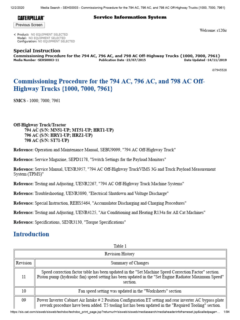 Commissioning Procedure For The 794 AC, 796 AC, 798AC | PDF ...