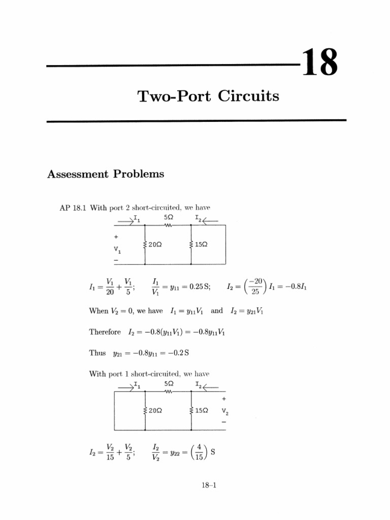 Solution of Nilson - Two-Port Circuits - Cap18 | PDF