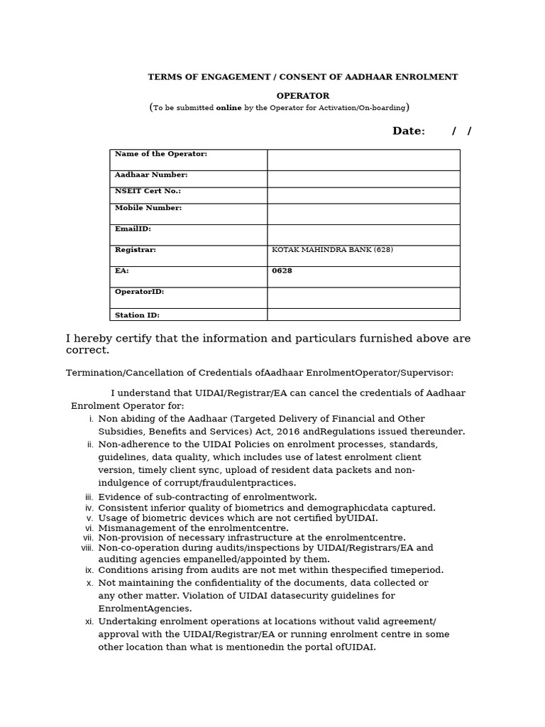 Consent Form Kotak New-Blank | PDF