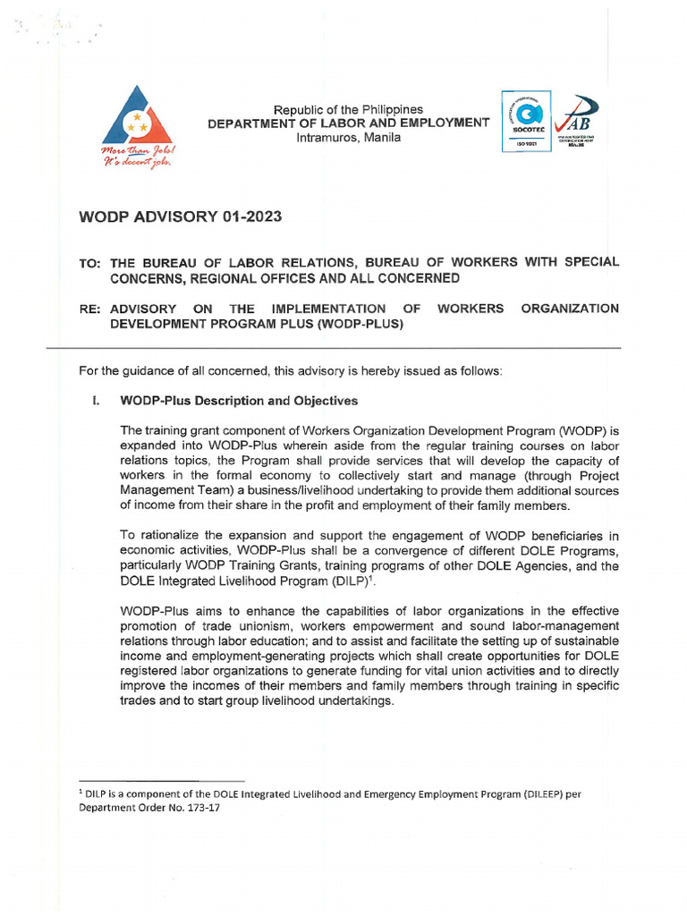 WODP Plus Advisory | PDF