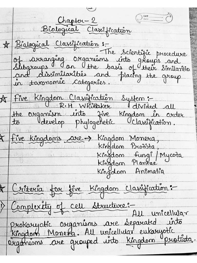 Grade XI Biology chapter- 2 Biological classification Notes.. | PDF