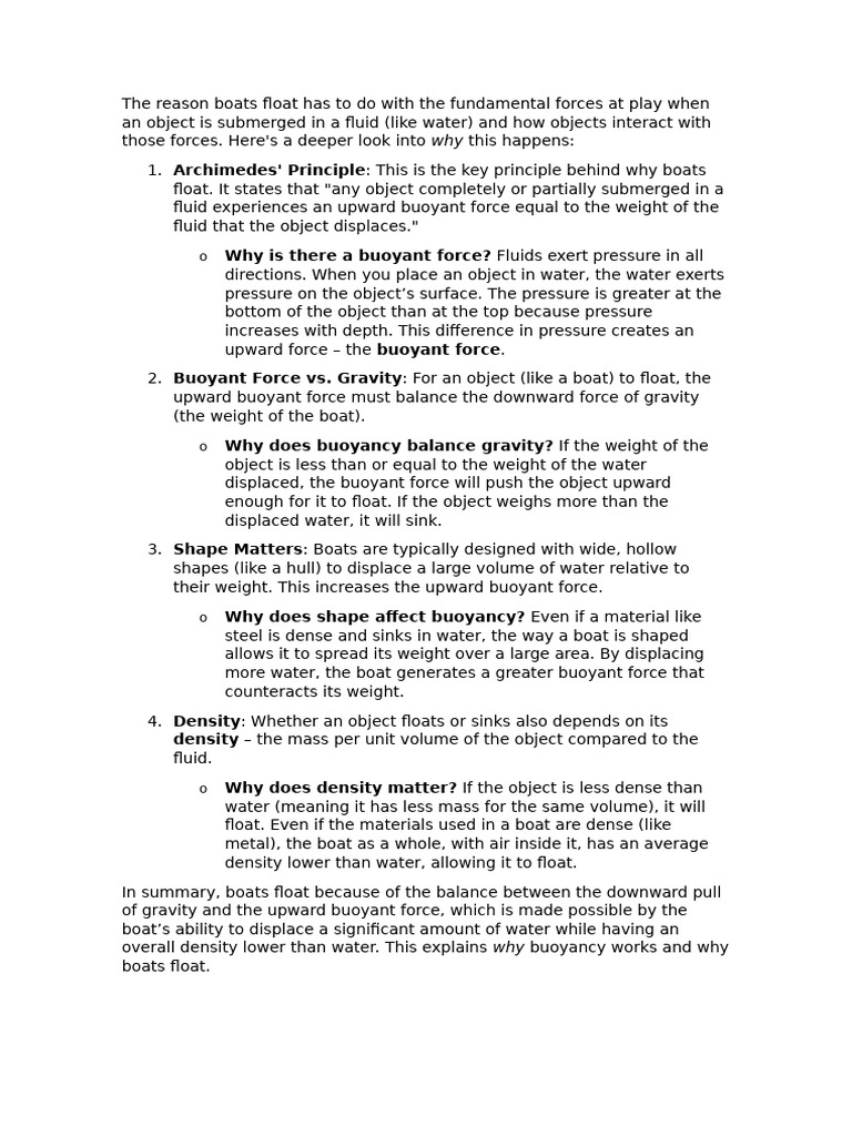 Why Boats Float | PDF