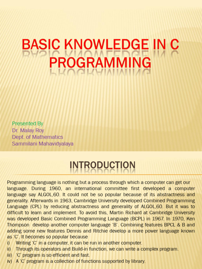 Presentation C Programming | PDF