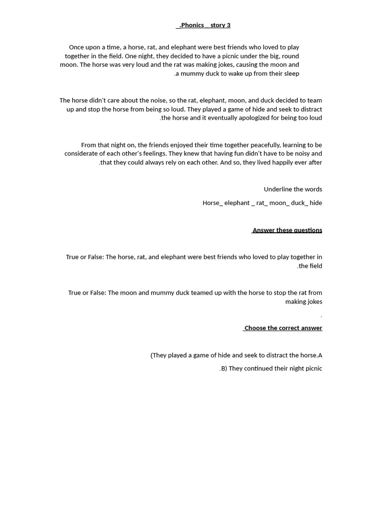 Phonics Story3 | PDF