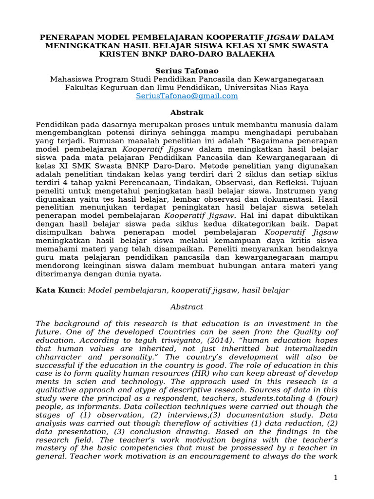 Artikel - Serius Tafonao | PDF