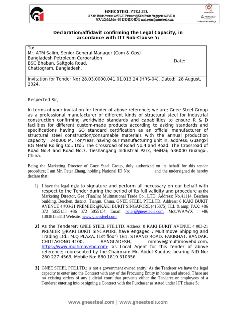 Affidavit of Legal Capacity | PDF | Business | Business Law