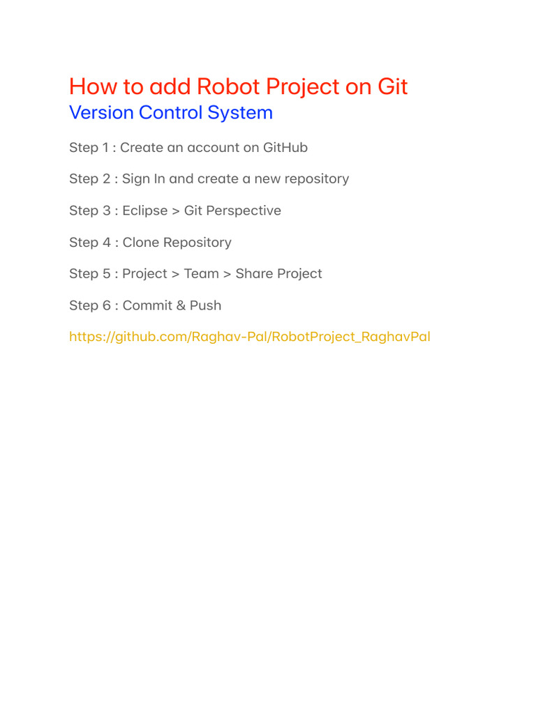 How To Add Robot Project On Git | PDF