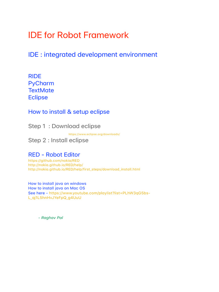 IDE For Robot Framework | PDF