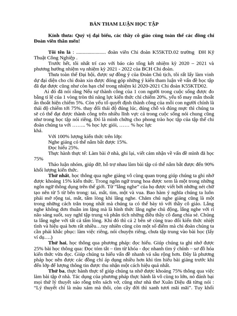 7.tham Luan Ve Hoc Tap | PDF