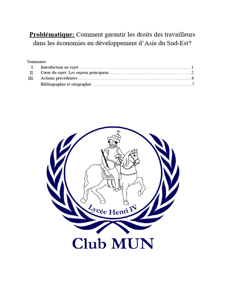 Sujet 1 Club Mun | PDF
