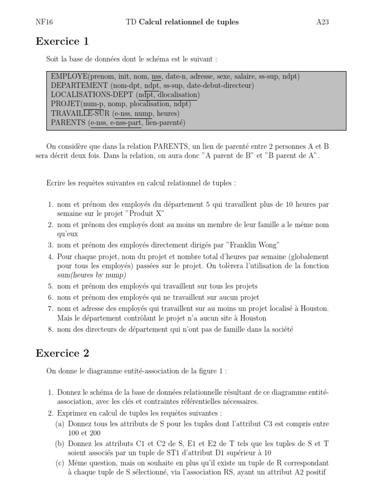 TD Calcul | PDF