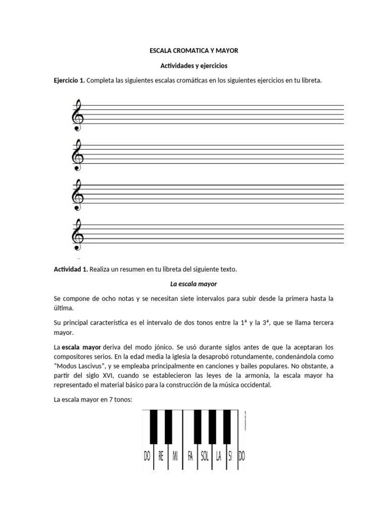 Escala Cromatica y Mayor - Docx Versión 1 | PDF