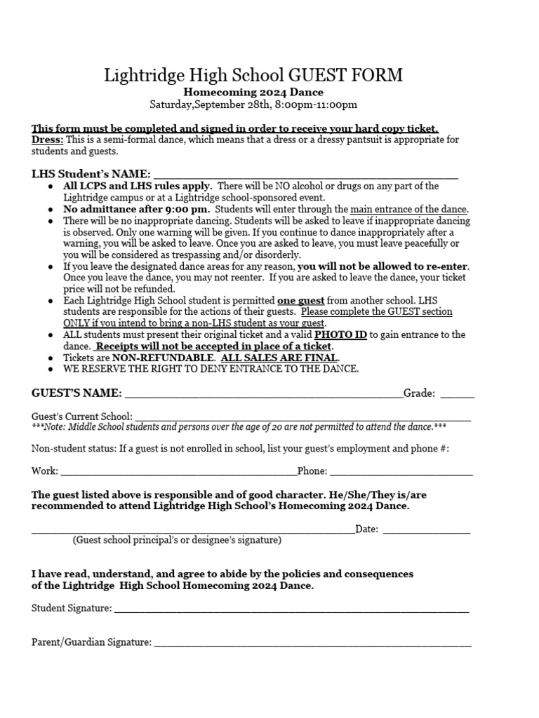 2024 Homecoming GUEST Permission Form | PDF