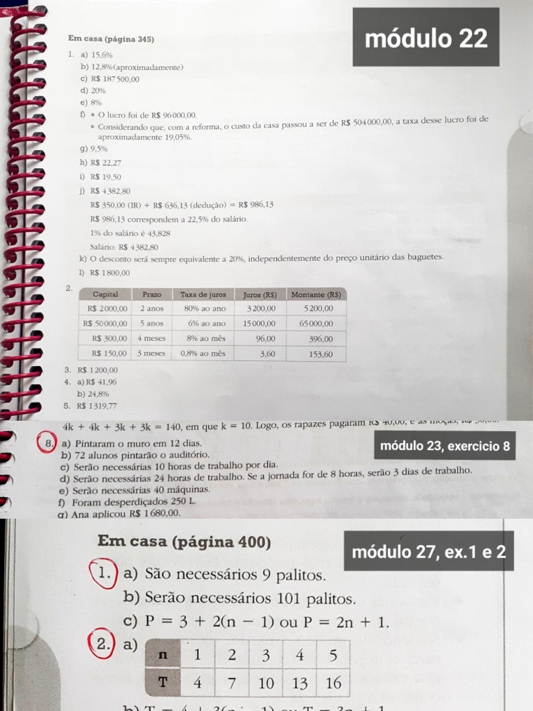 gabarito dos exercícios de álgebra | PDF gabarito dos exercícios de álgebra | PDF