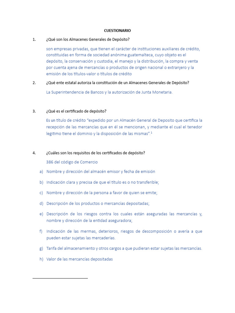 Cuestionario Derecho Mercantil II | PDF